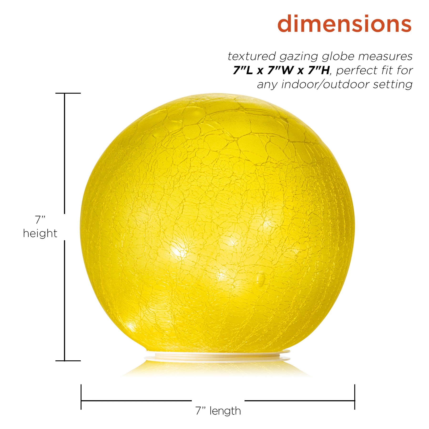Yellow Textured Glass Gazing Globe With Led Lights