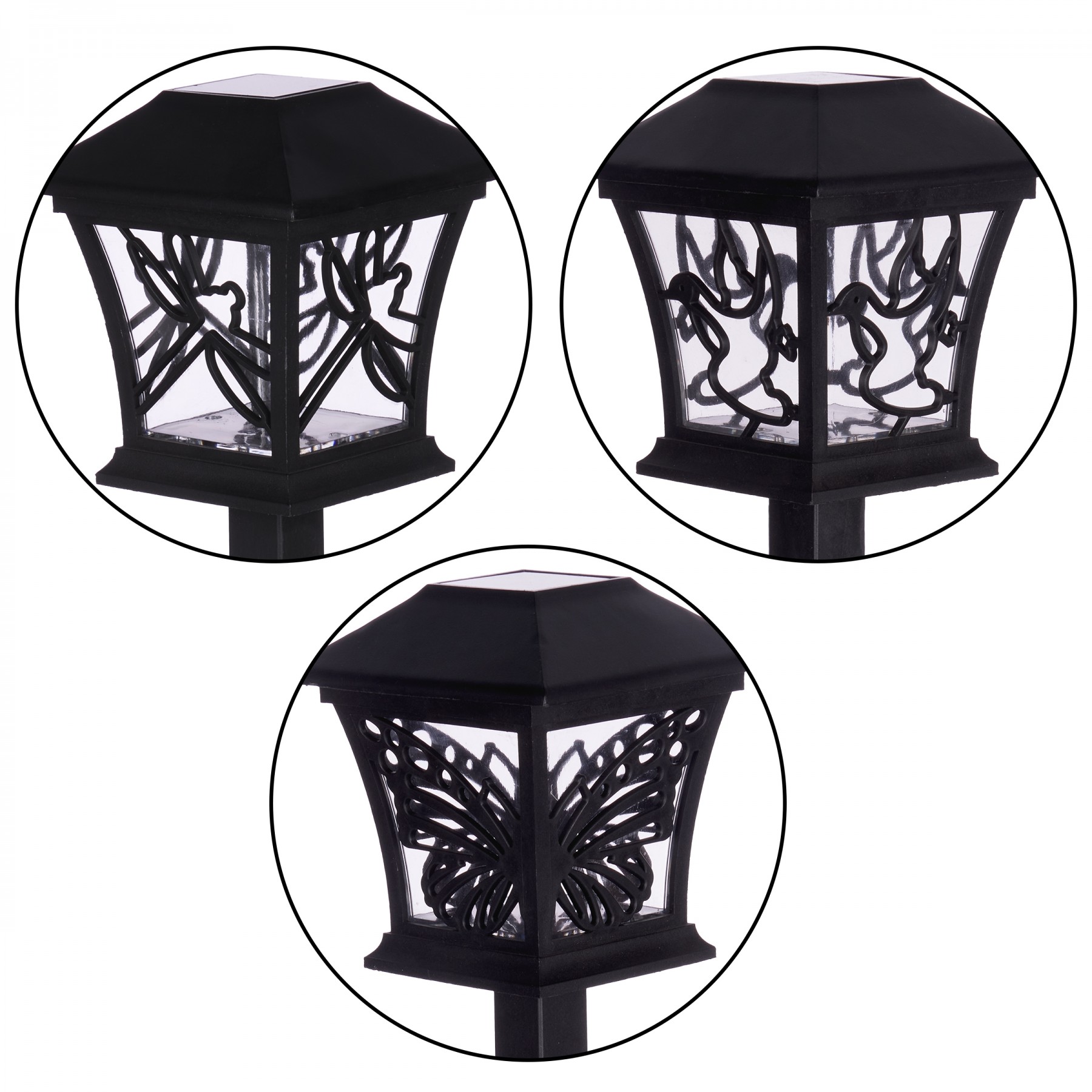 Alpine Corporation Solar-Powered Nature Inspired Pathway Lights, 3-Piece