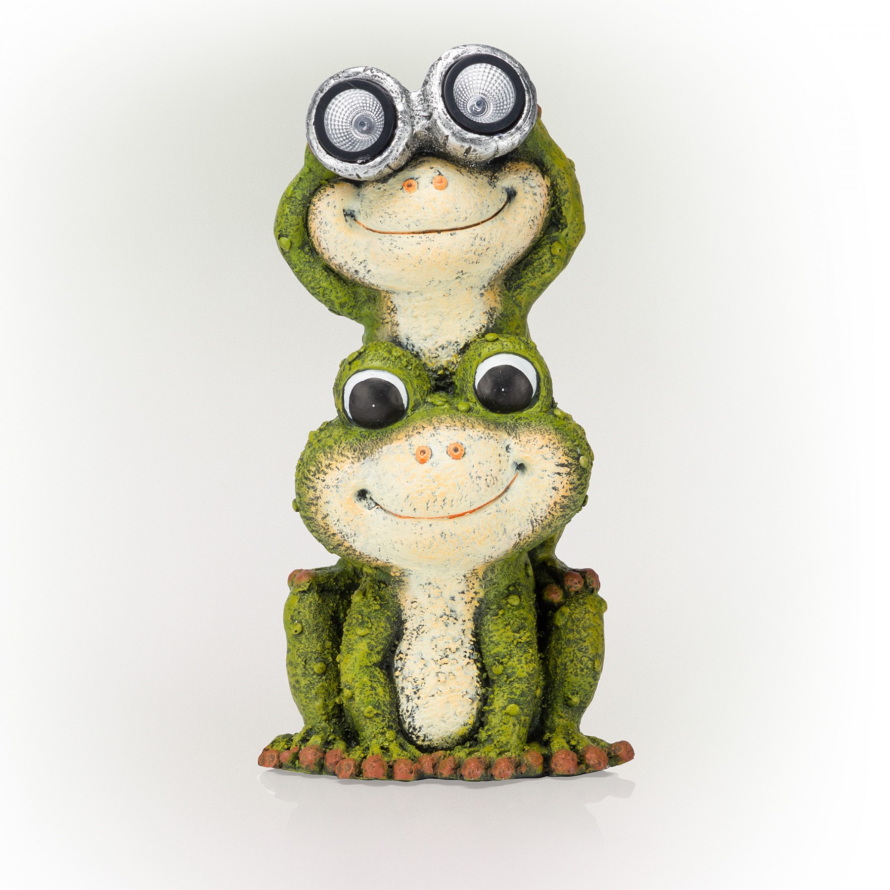 Solar Binocular Leap Frogs Statue with LED Lights