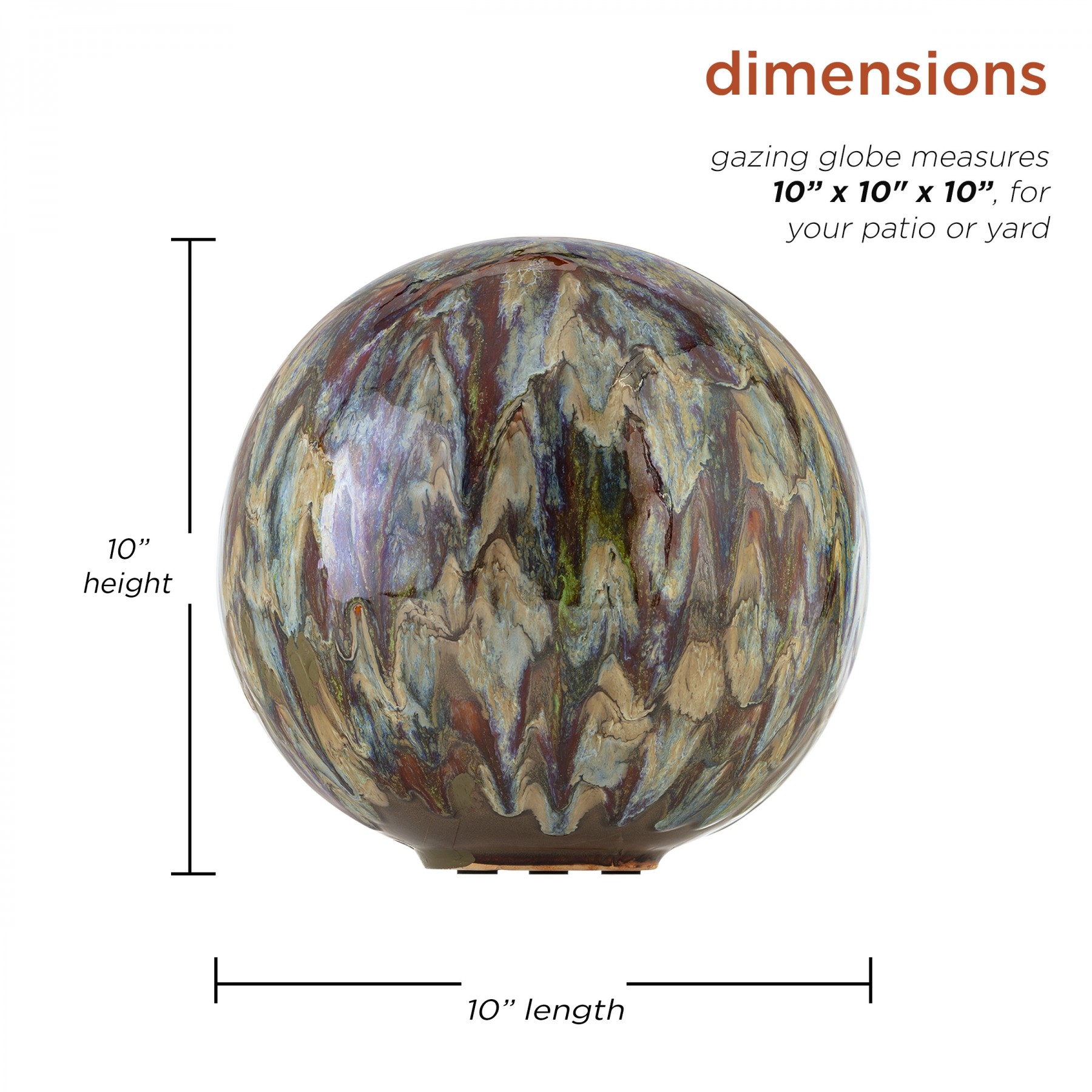 Ceramic Gazing Globe with Running Glaze Finish