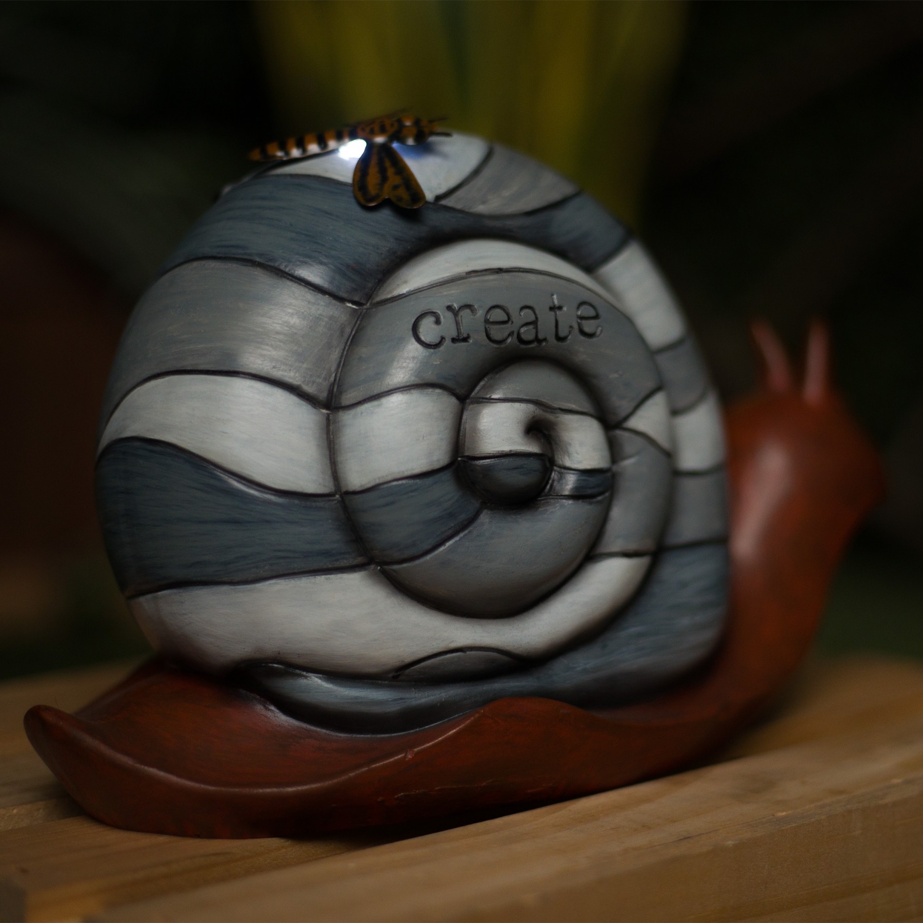 Solar Gray Snail 'Create' Decor with LED Light