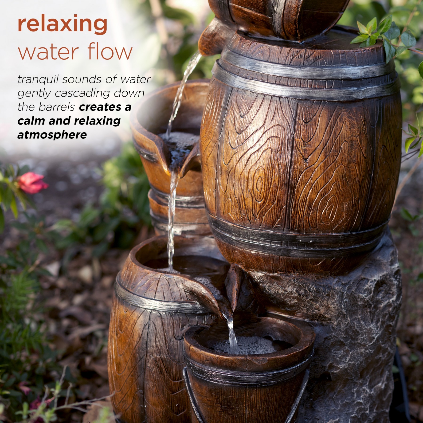 Four Tier Barrels and Buckets Fountain