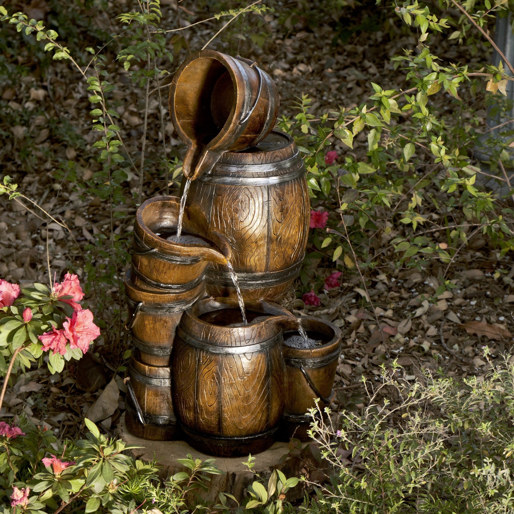 Four Tier Barrels and Buckets Fountain
