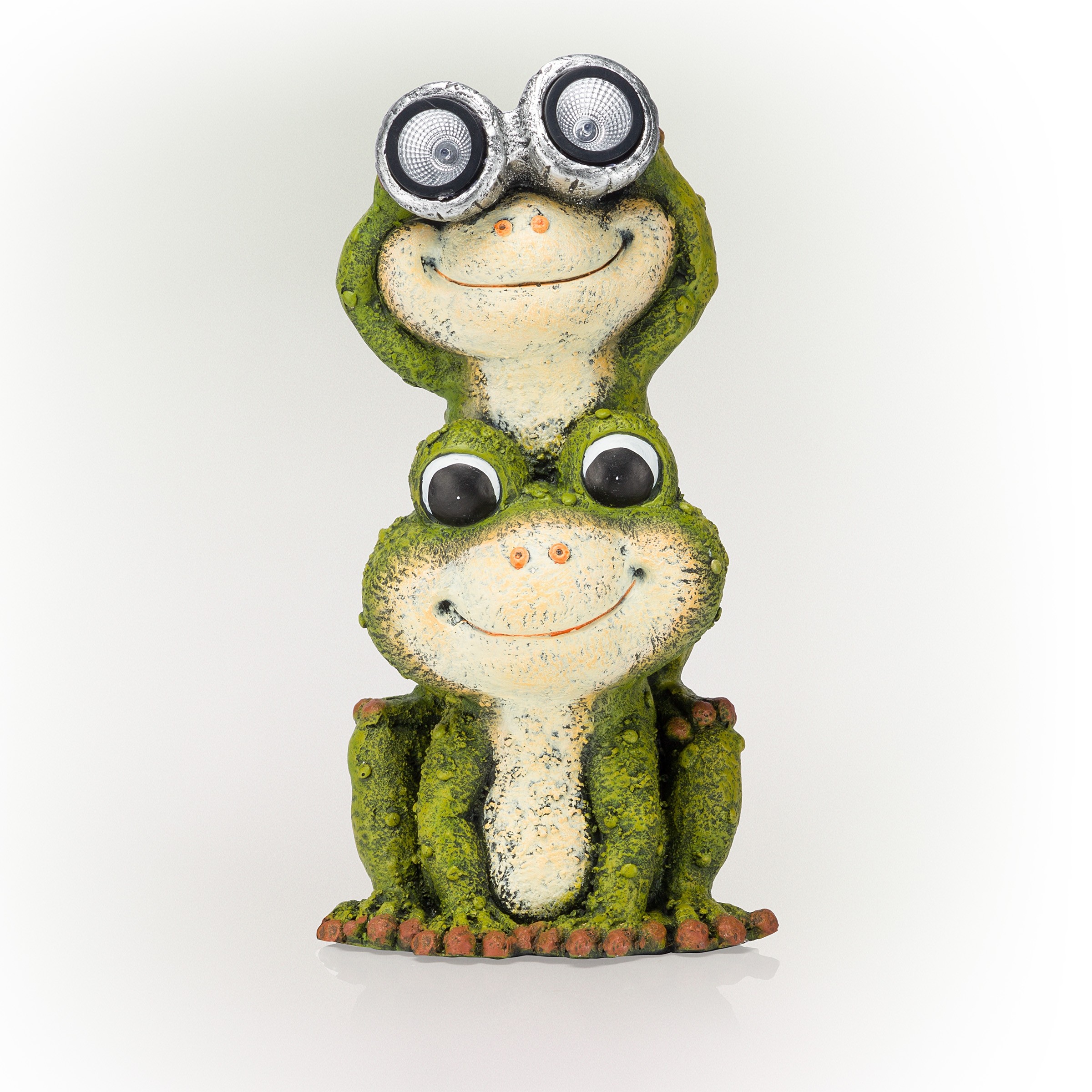 Solar Binocular Leap Frogs Statue with LED Lights